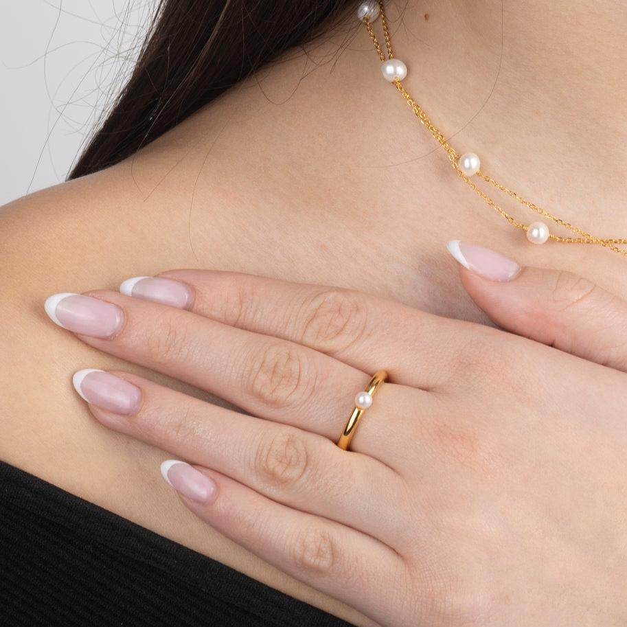 Pearl Stacker Ring | Gold Trip